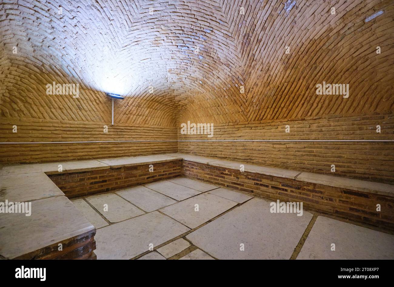One of the tan brick, domed, vaulted bath chamber rooms. At the ...