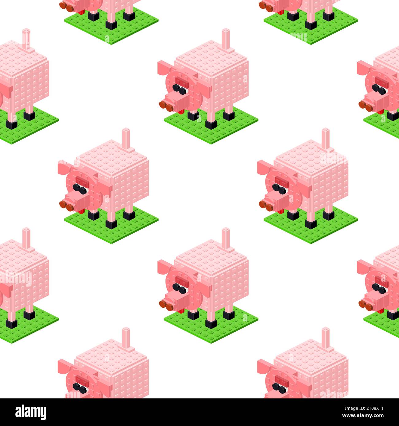 Pattern of piglets in isometry on a white background. Vector Stock Vector Image & Art - Alamy