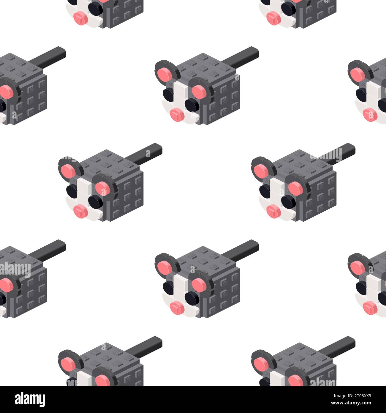 Pattern of mice in isometry on a white background. Vector Stock Vector ...