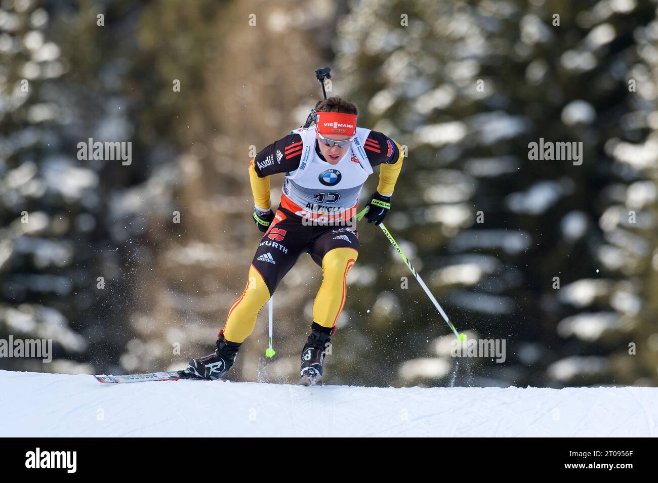 Florian Graf Aktion, action, Biathlon Weltcup 12,5 km Verfolgung der Herren in Antholz, Italien ...
