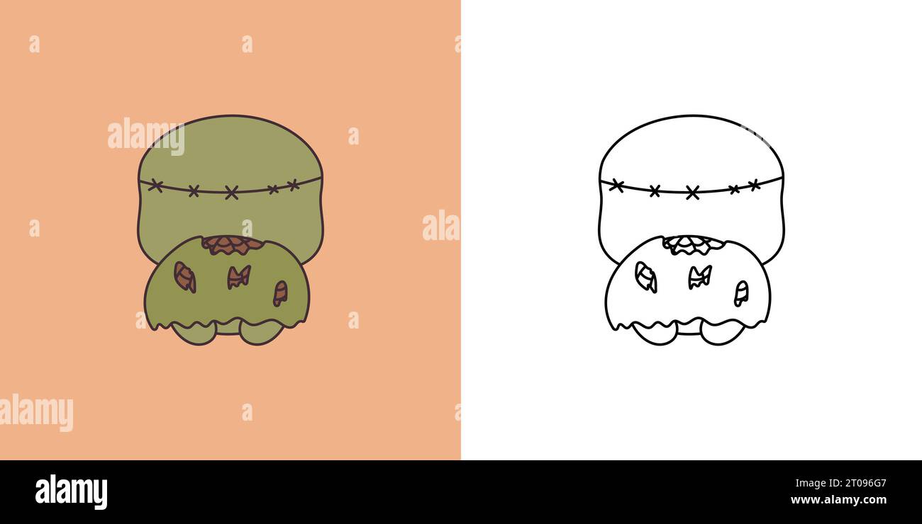 Kawaii Halloween Turtle Multicolored and Black and White Stock Vector ...