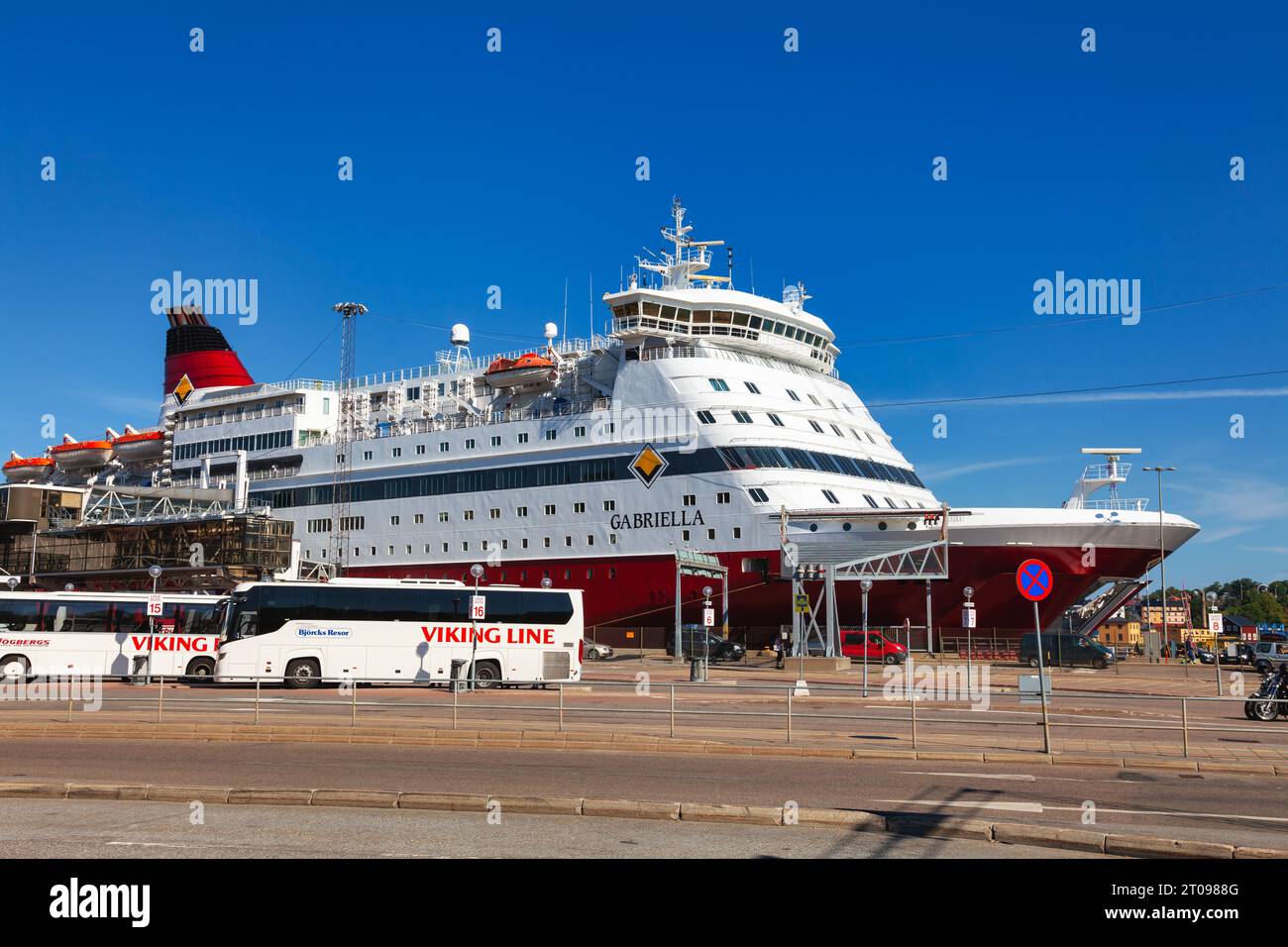Stockholm, Sweden - Aug 1, 2011: MS Gabriella cruiseferry moored at the ...