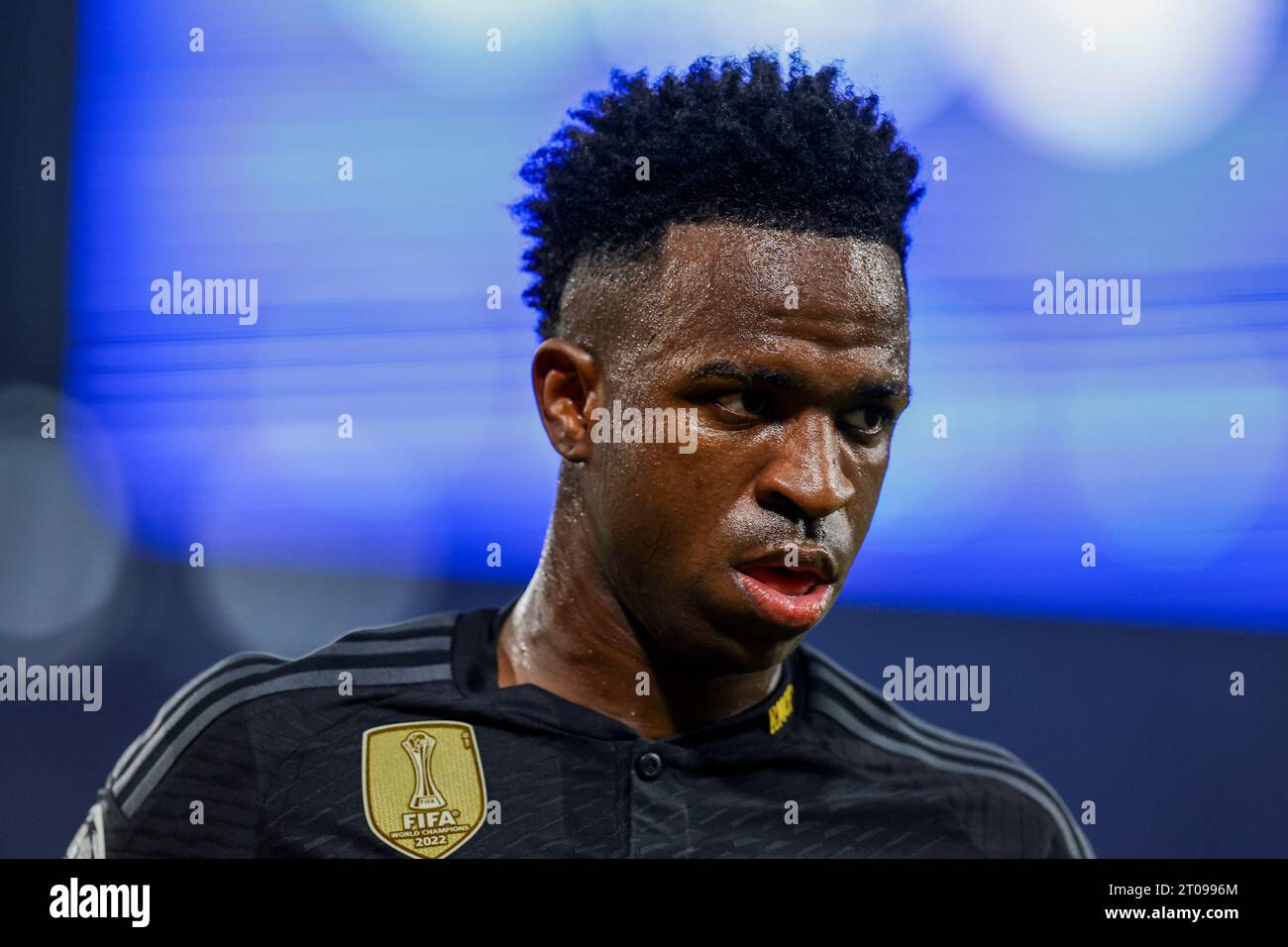 Real Madrid's Brazilian forward Vinicius Junior looks during the Uefa ...