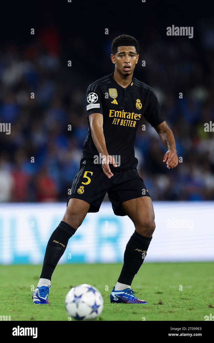 Real Madrid's English midfielder Jude Bellingham looks during the Uefa ...