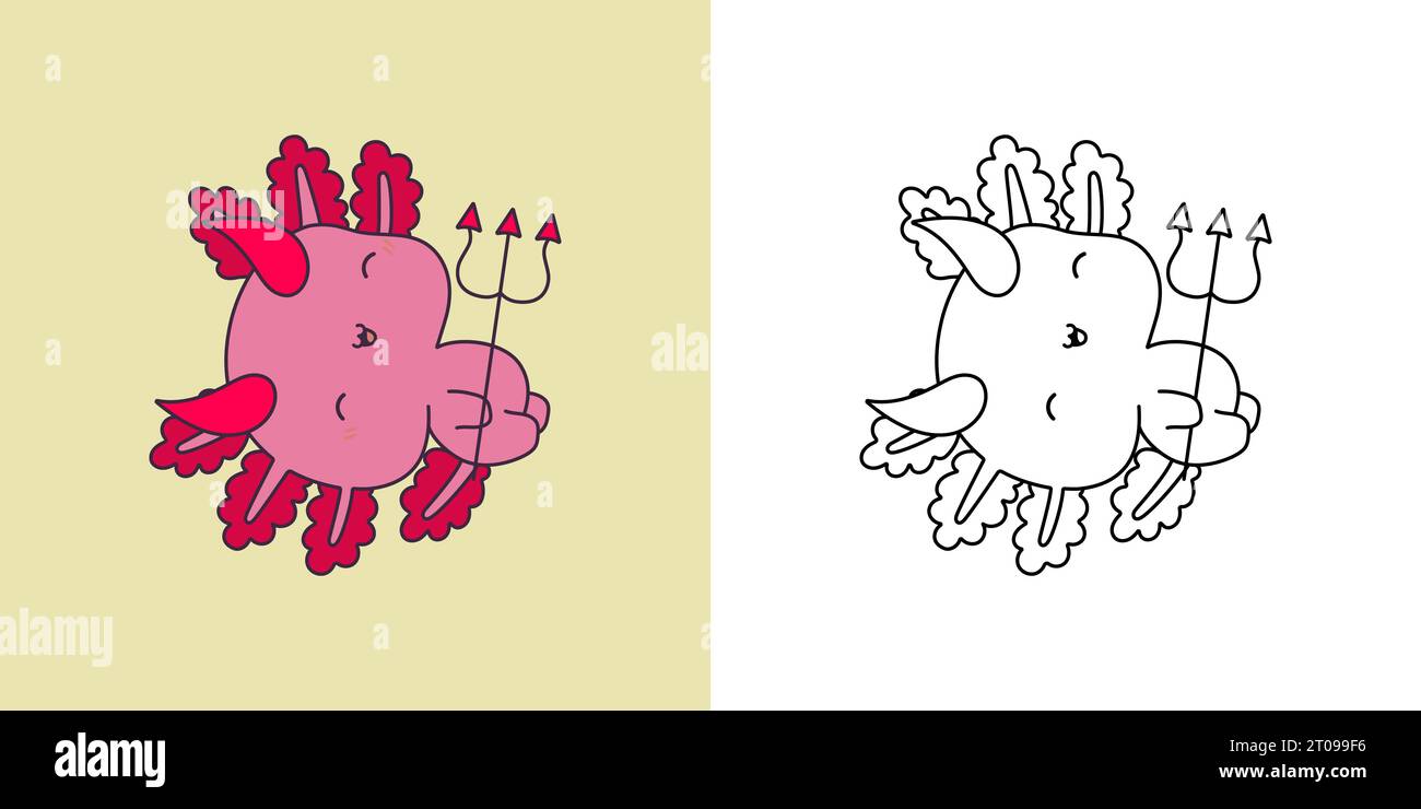 Cartoon Halloween Axolotl Clipart for Coloring Page and Illustration ...