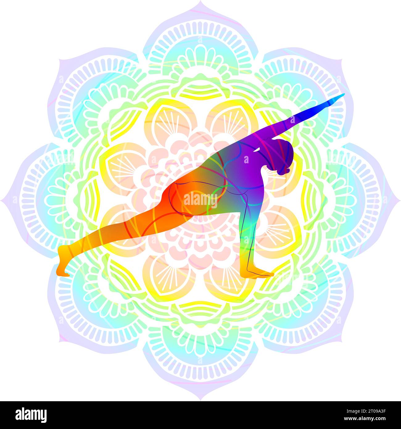 Colorful silhouette of Revolved Side Angle pose or Parivritta ...