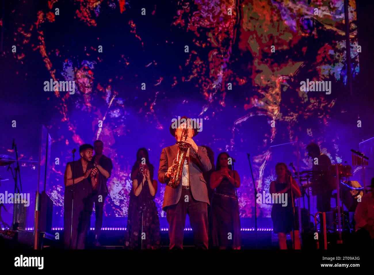 Saxophonist Tim Ries during the graphic pass of the show 'OCO, The Show ...