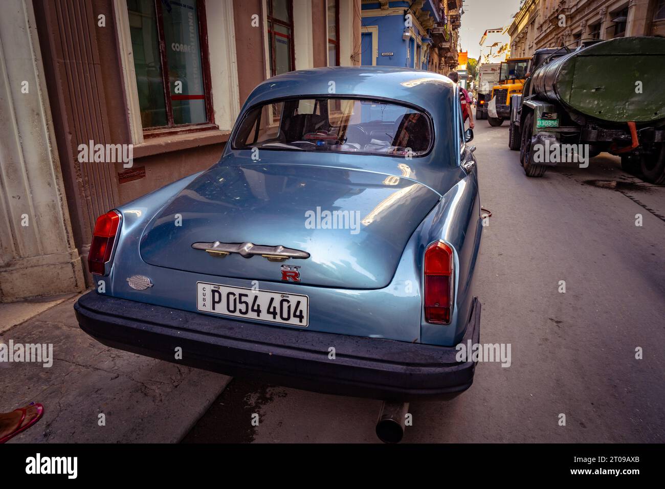 Havana, Cuba - Classic car parked on the street with a fake GTR badge ...