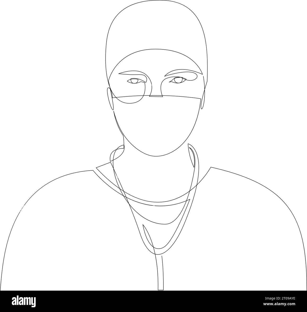 One continuous line drawing of medical worker. Single line drawn ...