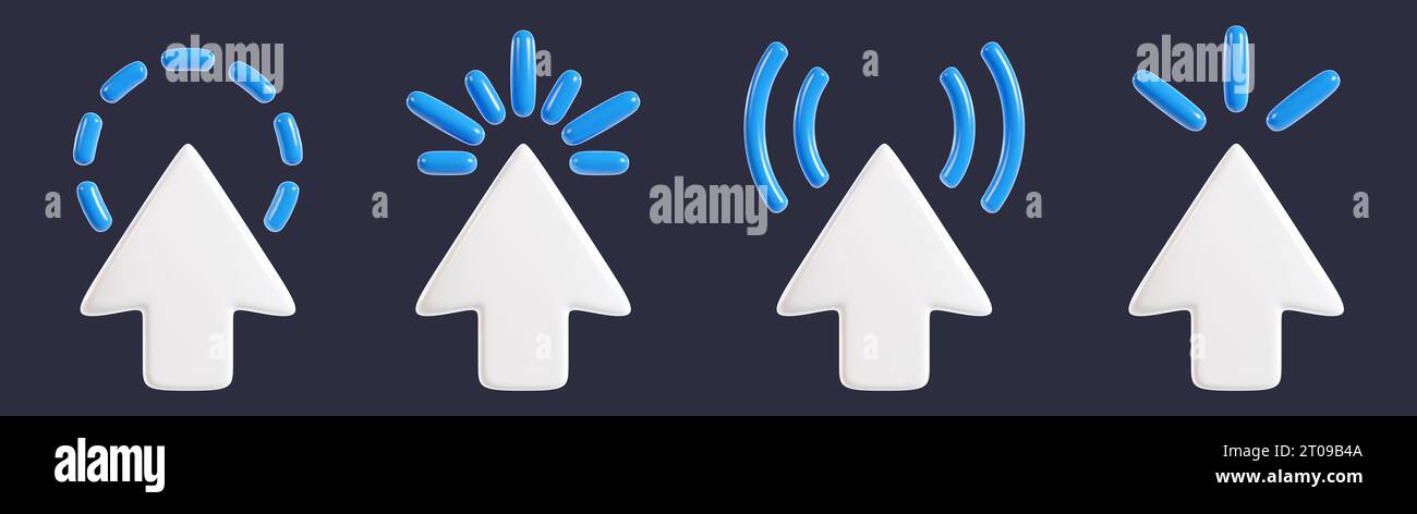 White cursor arrow with different mouse click effect Stock Photo - Alamy
