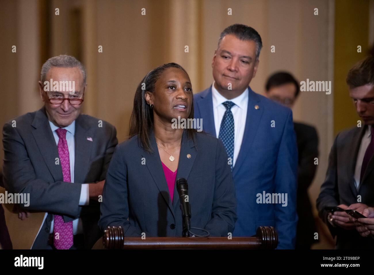 United States Senator Laphonza Butler (Democrat of California), center ...