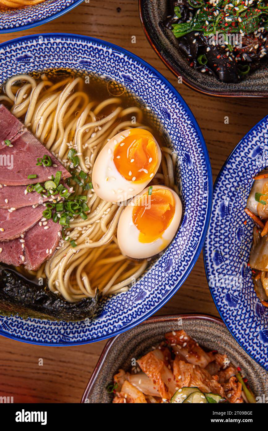 Assorted ramen noodle soup set Stock Photo - Alamy
