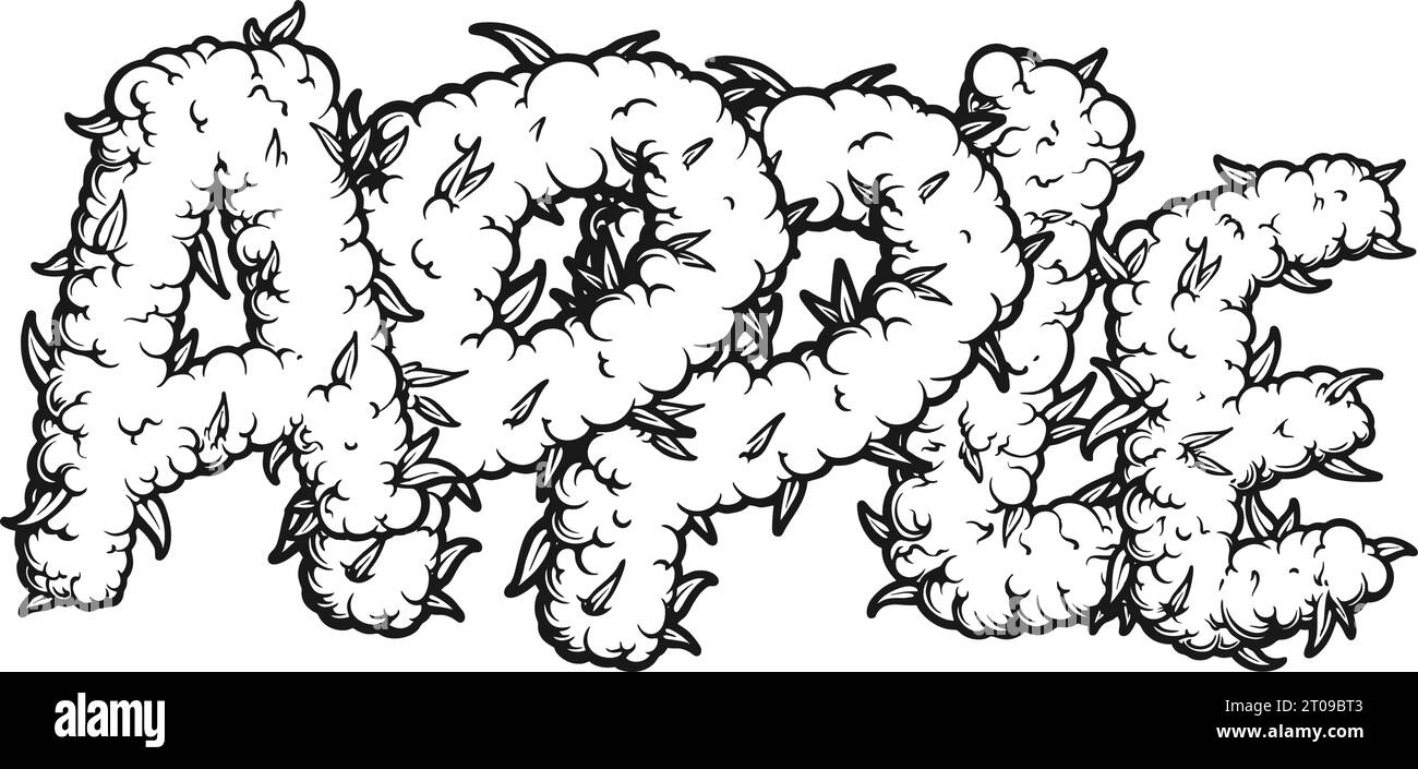 Apple weed strain chronicles lettering cannabis outline vector ...