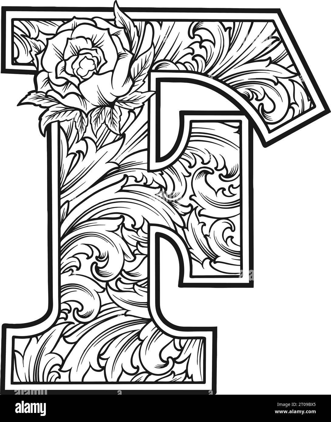 Antique lettering F monogram logo monochrome vector illustrations for ...