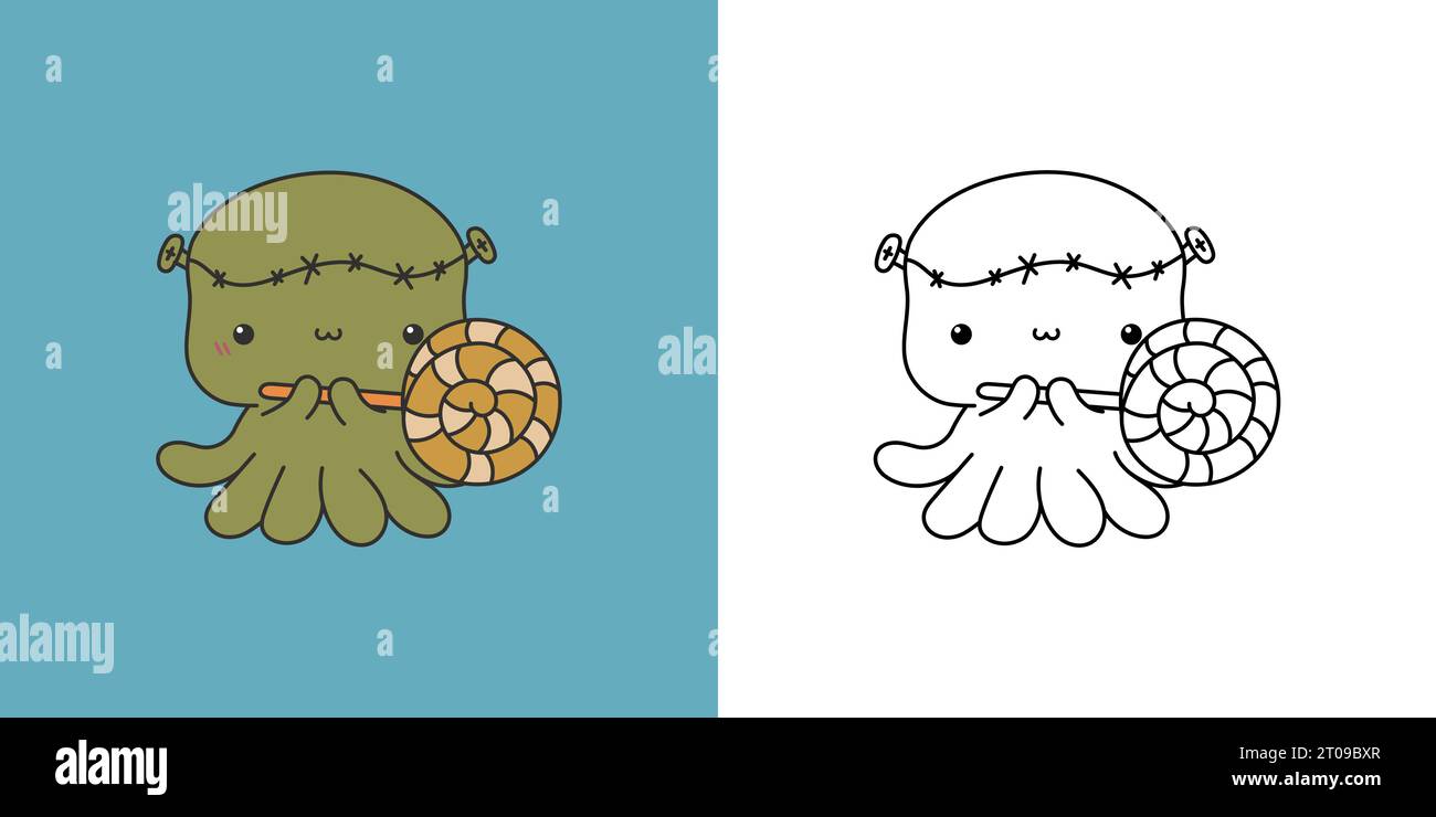 Cute Halloween Octopus Clipart for Coloring Page and Illustration ...