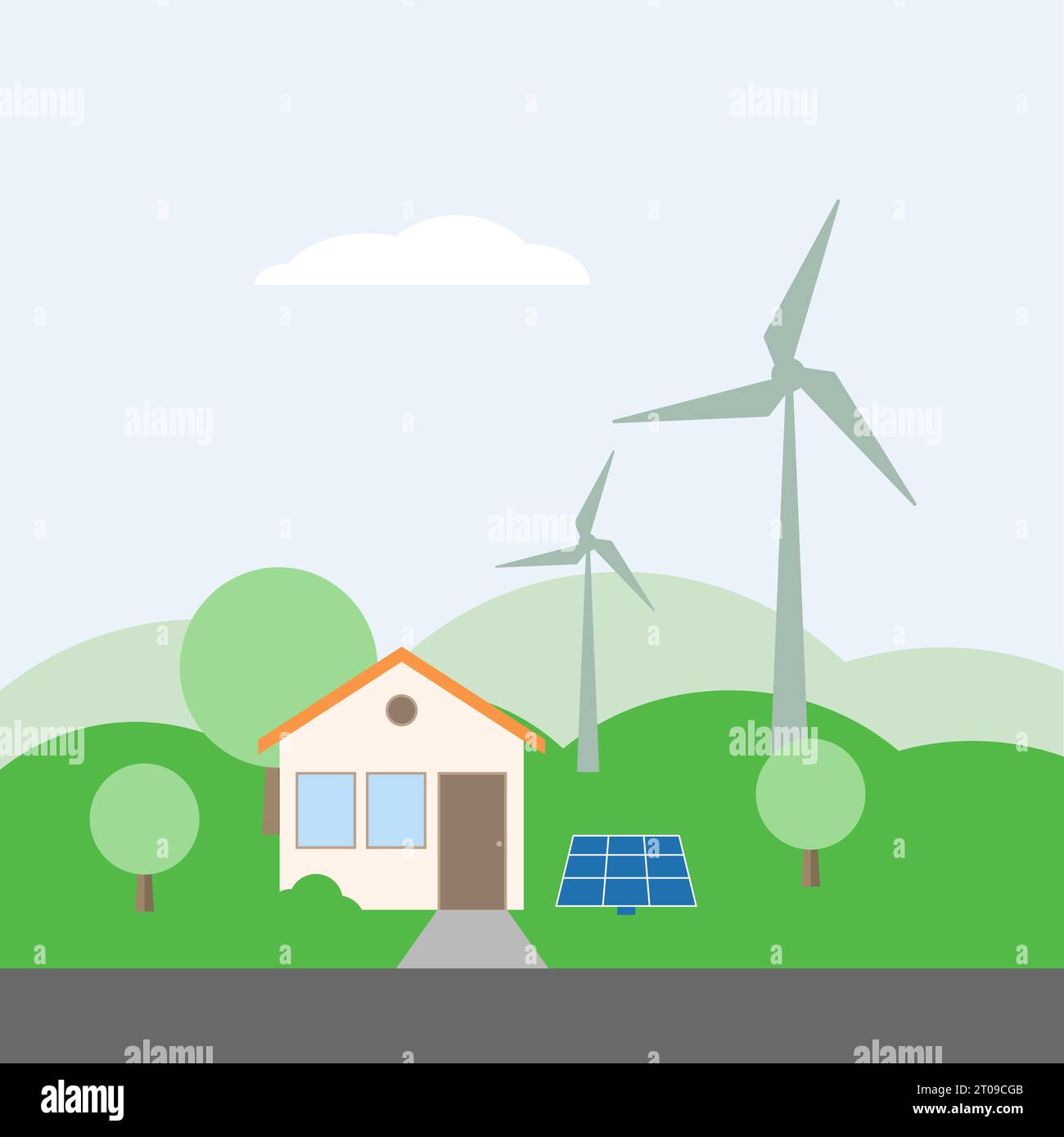 Illustrations on the themes of alternative energy, solar and wind ...