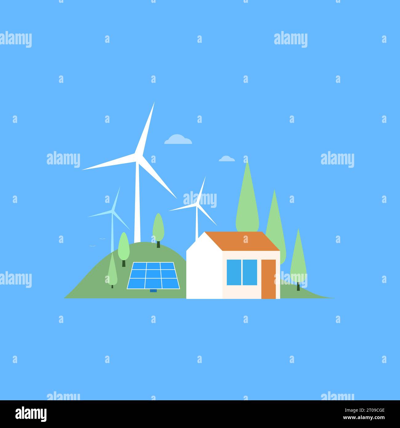 Illustrations on the themes of alternative energy, solar and wind ...