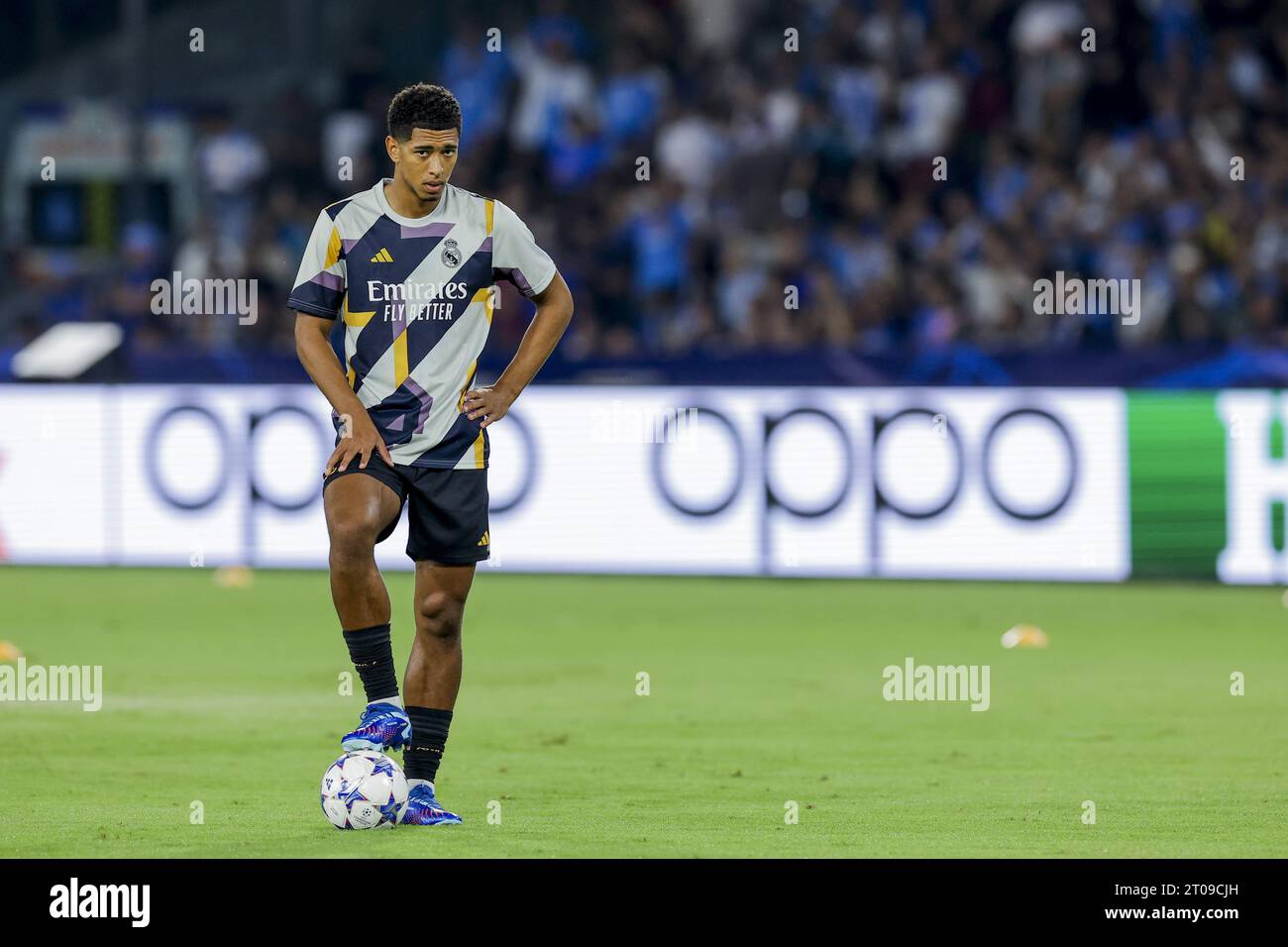Real Madrid's English midfielder Jude Bellingham looks during the Uefa ...