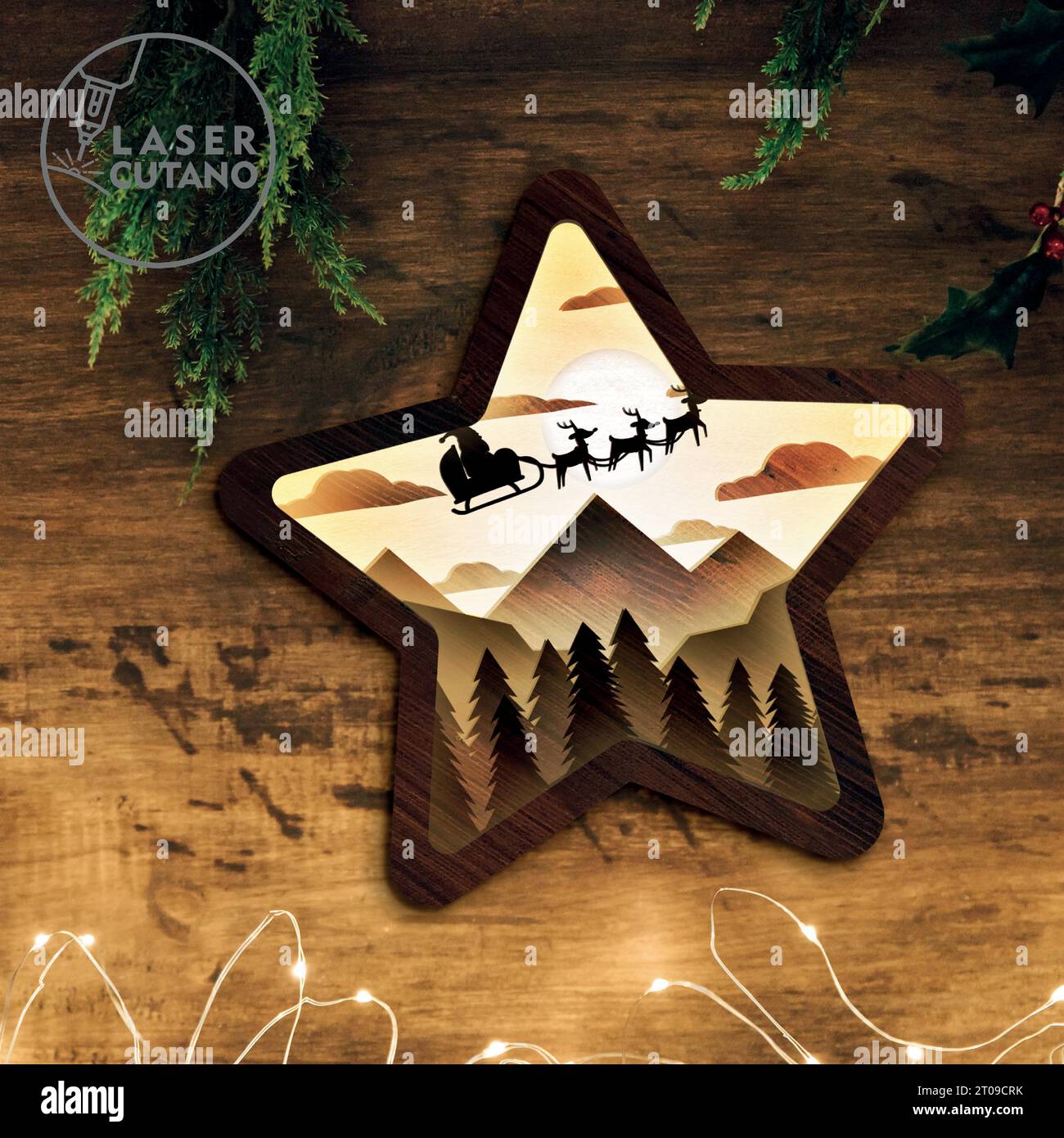 Introducing our exquisite Layered Christmas Star laser cut template, a ...