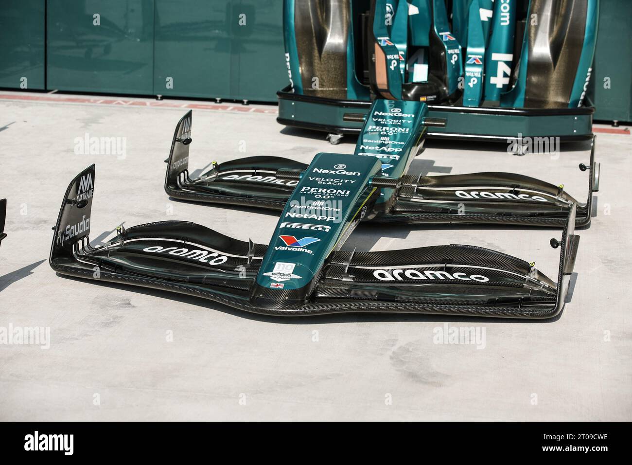 Aston Martin F1 Team AMR23, mechanical detail front wing during the ...