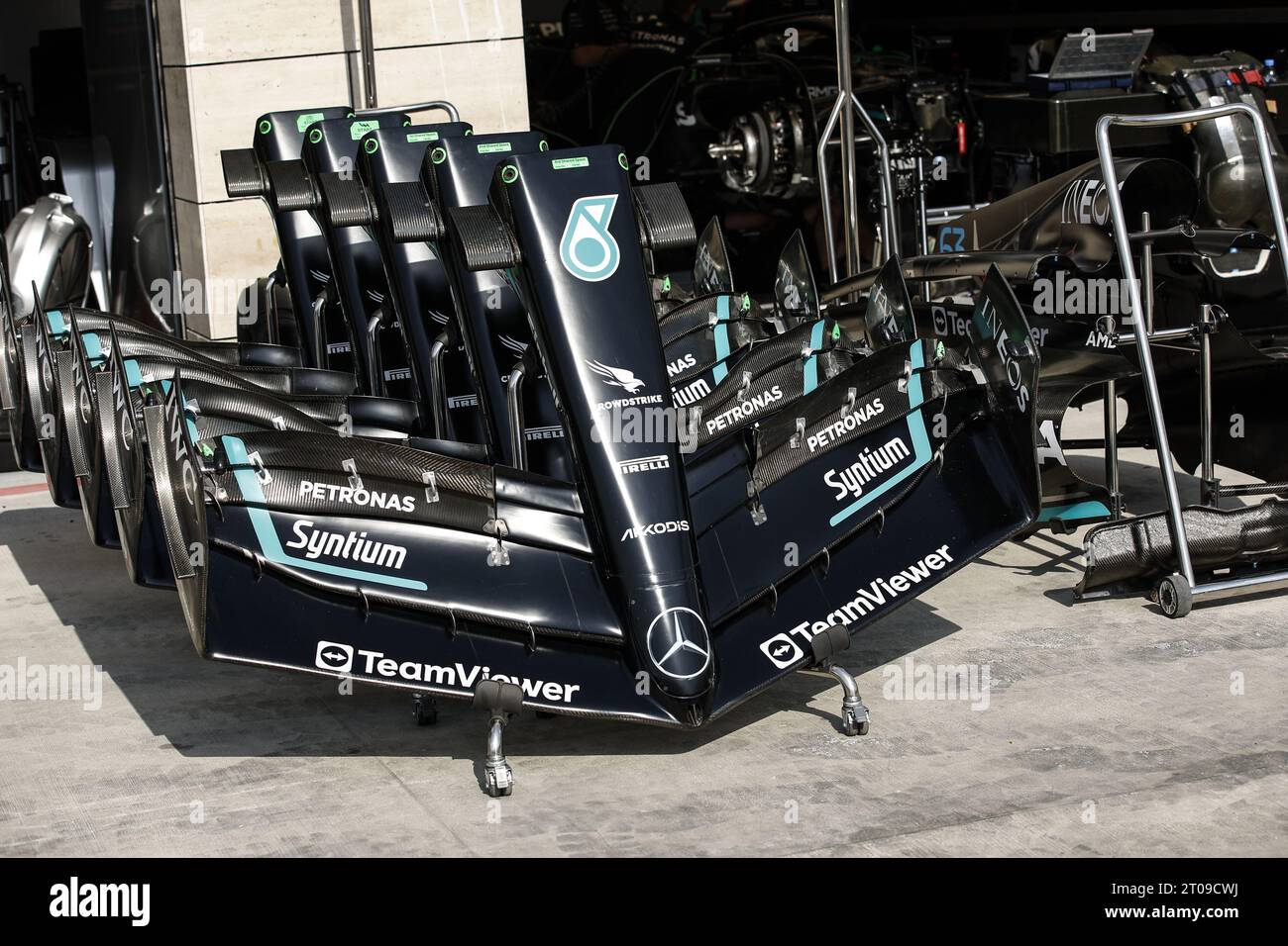 Mercedes AMG F1 Team W14, mechanical detail front wing during the 2023 ...