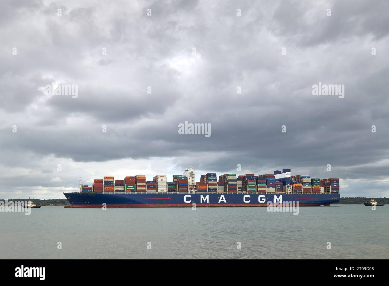The Ultra Large Container Ship CMA CGM Benjamin Franklin Entering The ...