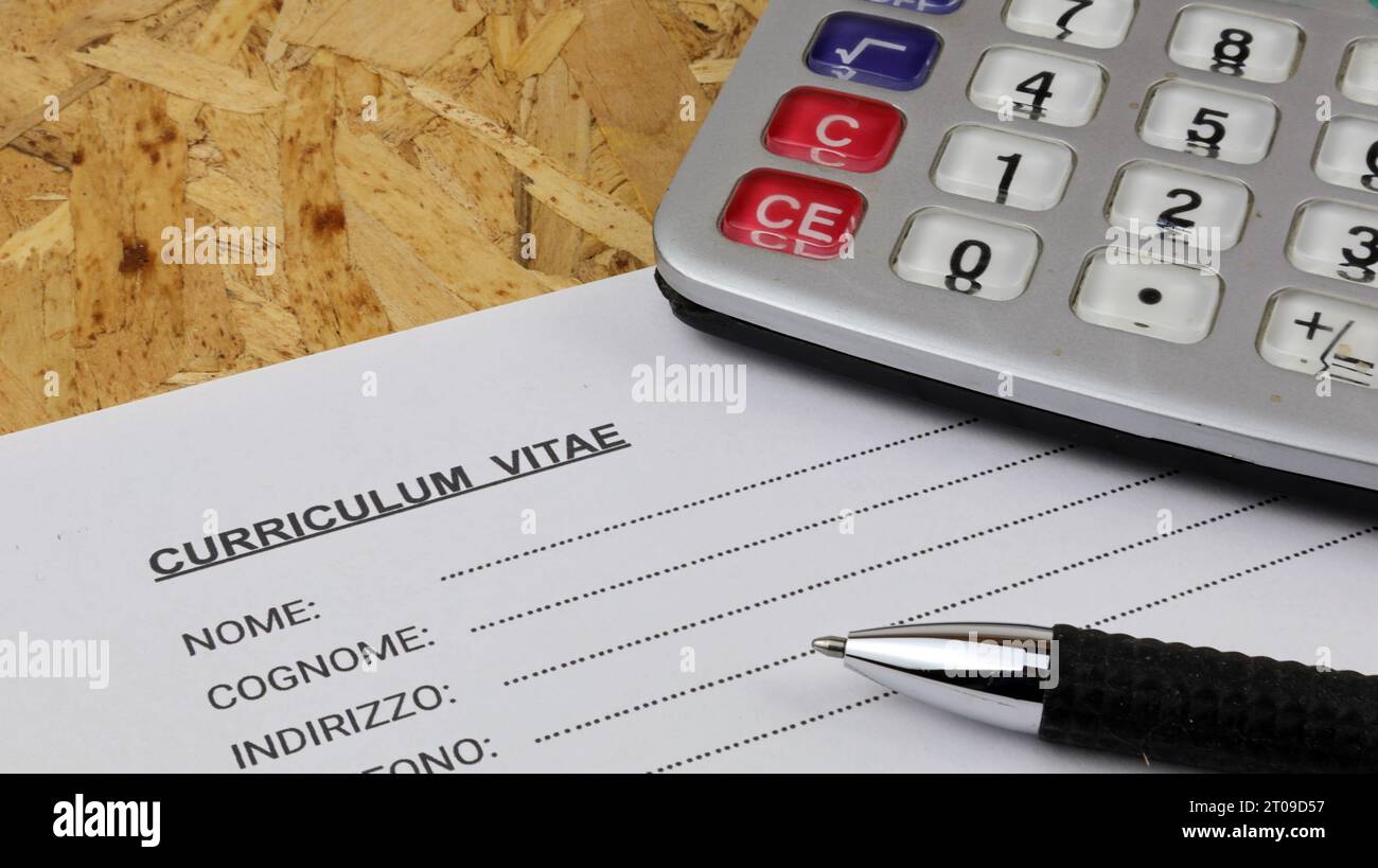 Curriculum Vitae an Italian form, blank curriculum vitae with a pen and ...