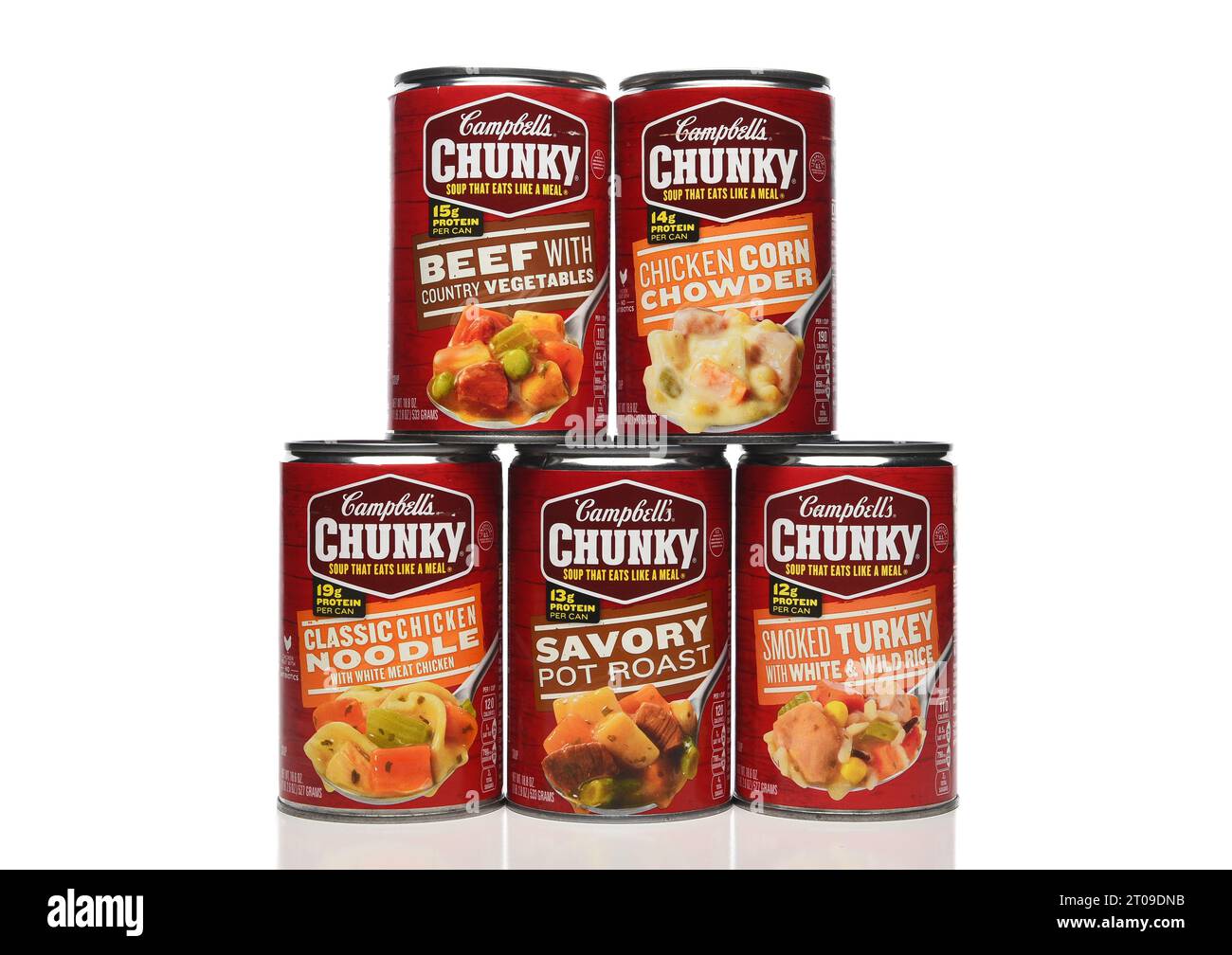 IRVINE, CALIFORNIA - 4 OCT 2023: A stack of 5 different flavored cans ...