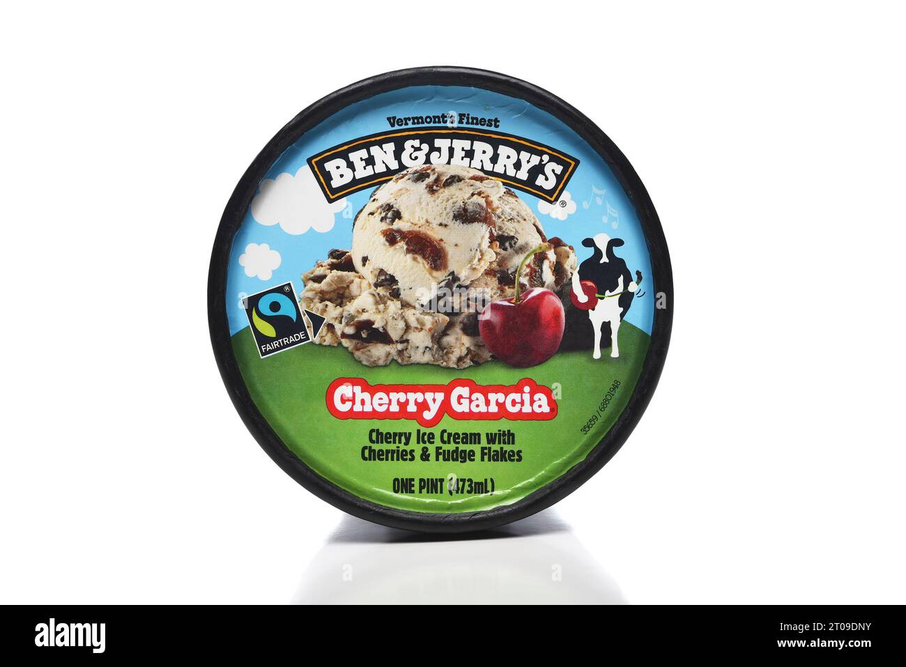 IRVINE, CALIFORNIA - 4 OCT 2023: Closeup of the lid of a carton of Ben ...