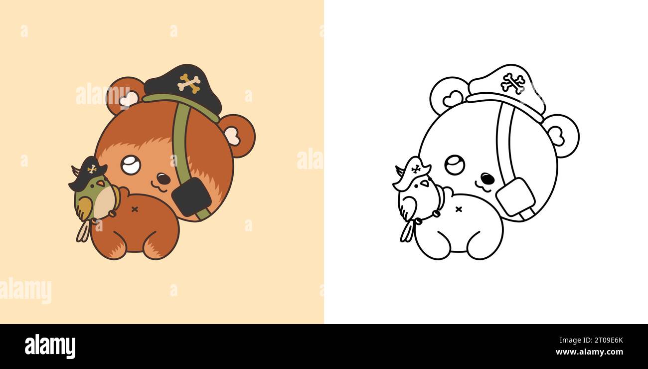 Clipart Halloween Bear Multicolored and Black and White. Cute Clip Art ...