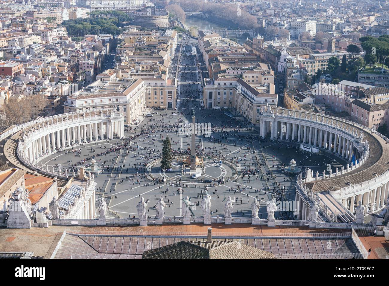 From above aerial view of piazza San Pietro a plaza square located in ...