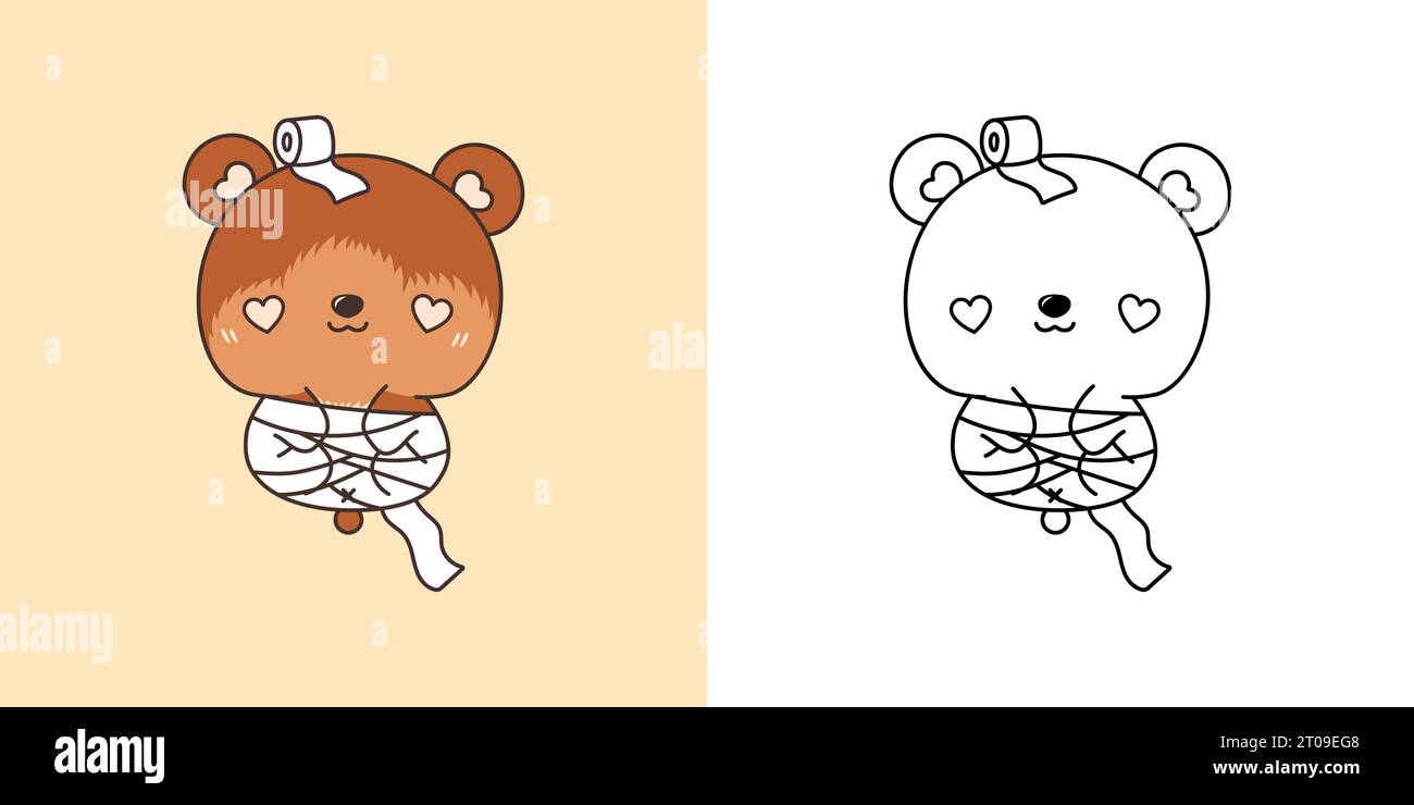 Clipart Halloween Bear Multicolored and Black and White. Cute Clip Art ...
