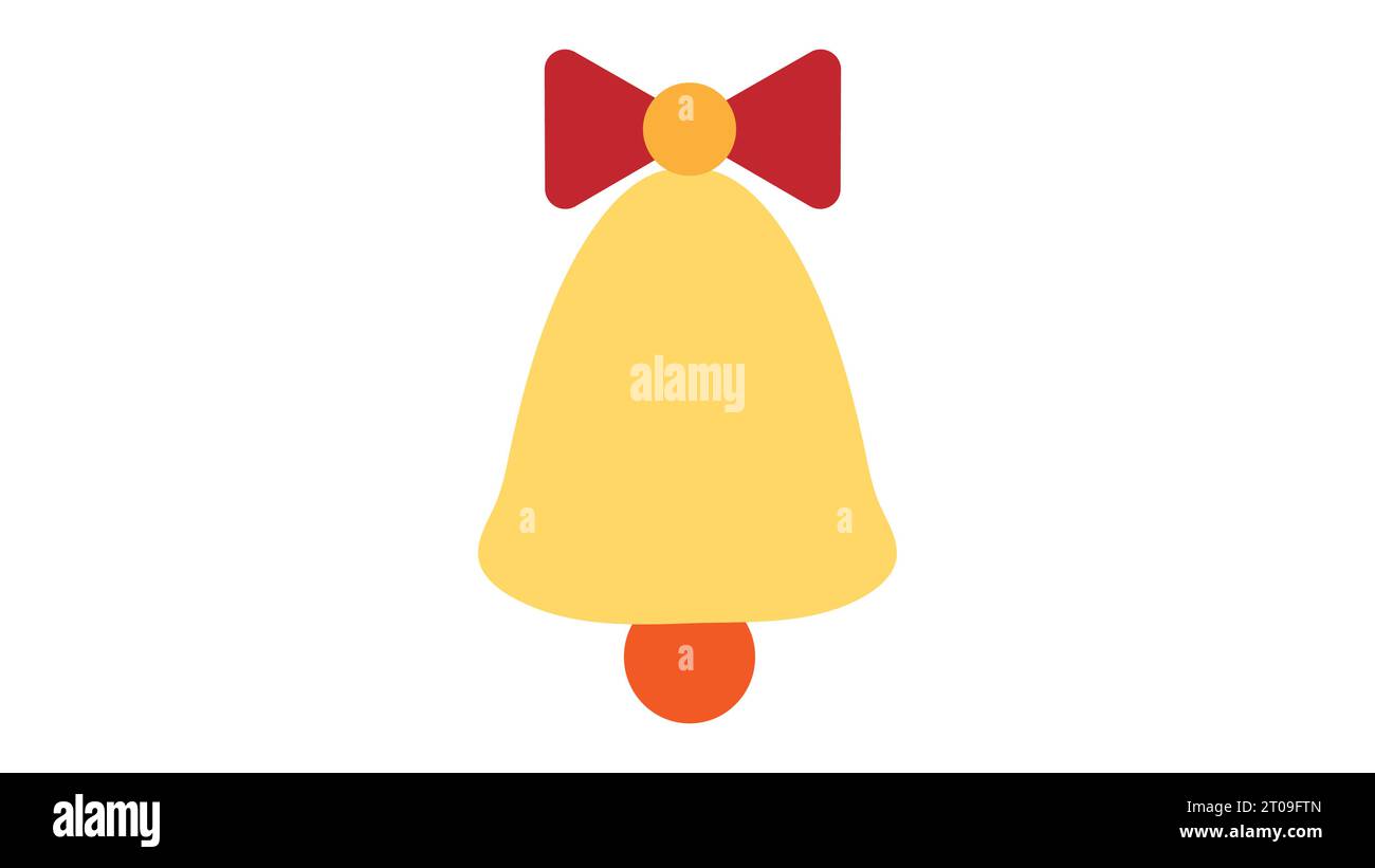 Golden metal bell with red bow isolated on a white background ...