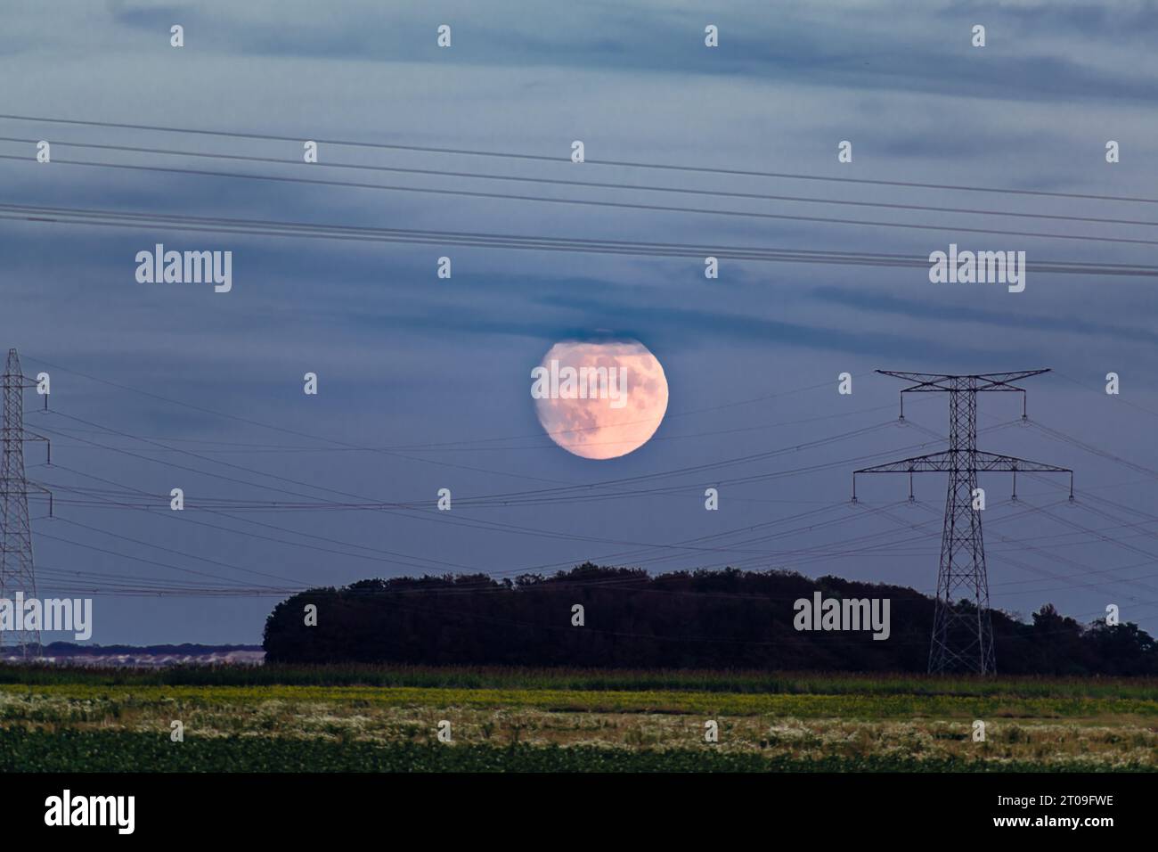 Super moon at the end of september 2023, full harvest moon, larger and ...