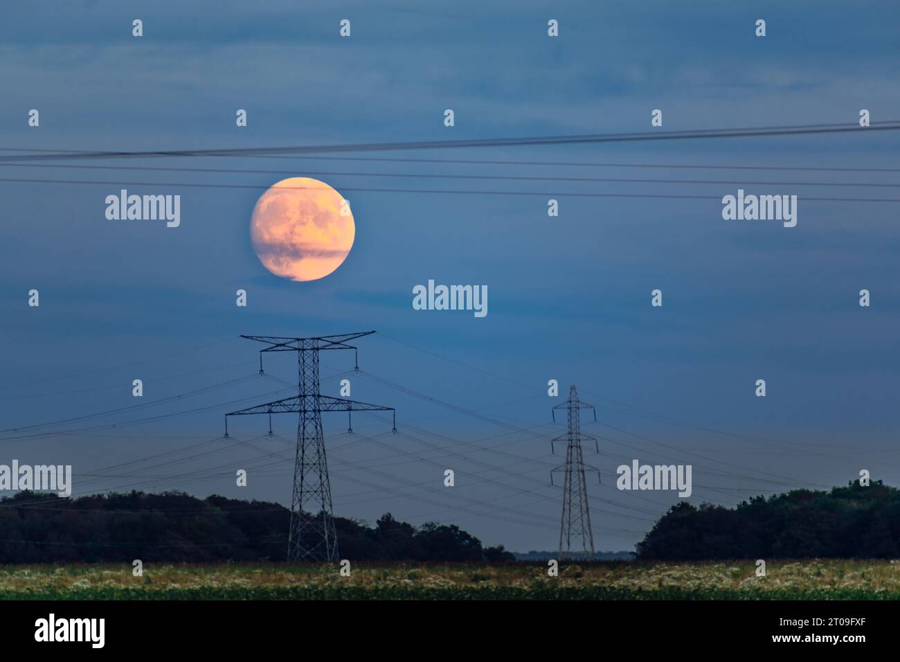 Super moon at the end of september 2023, full harvest moon, larger and ...
