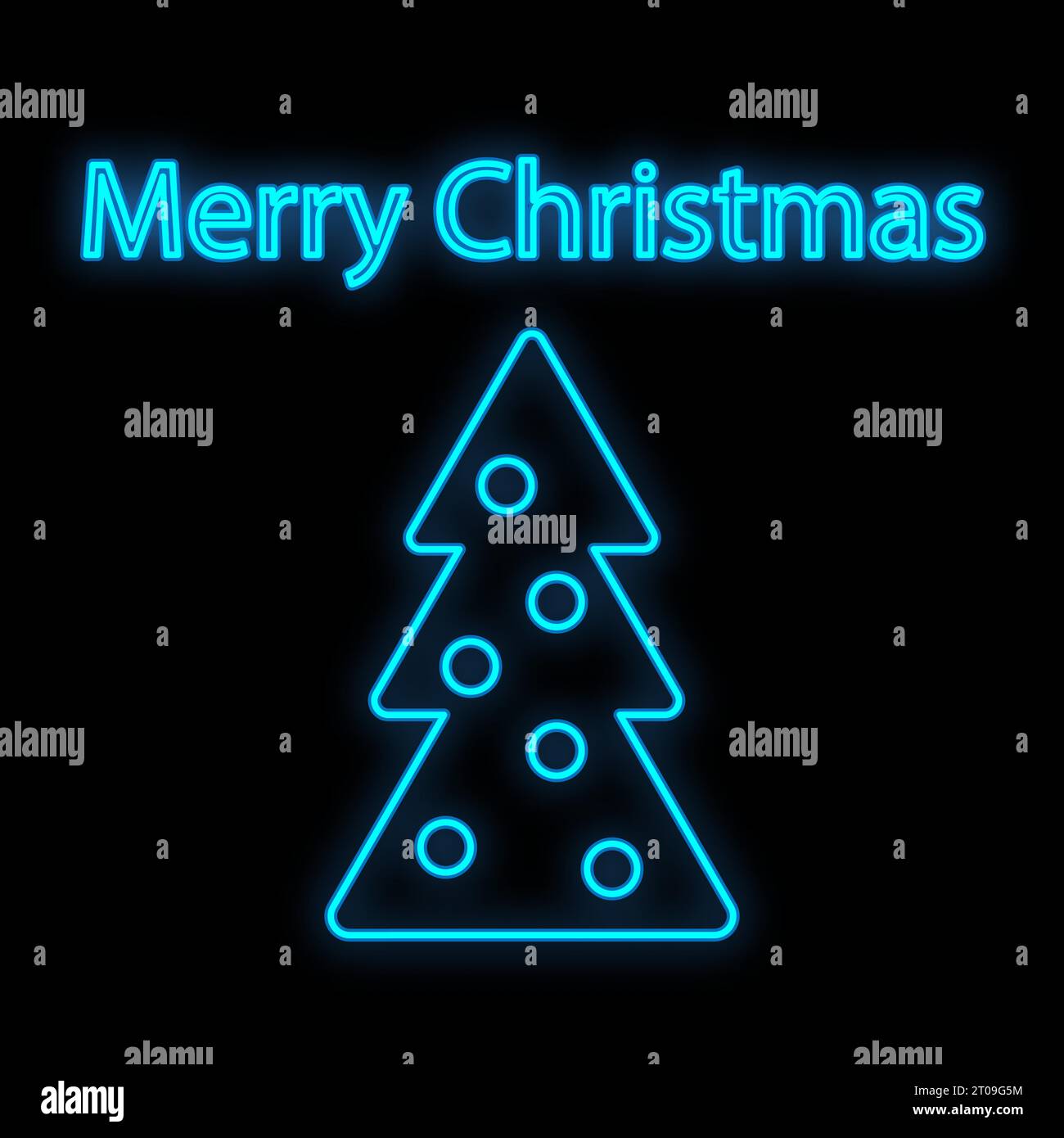 Christmas tree in neon light. Neon sign. Concept design greeting card ...