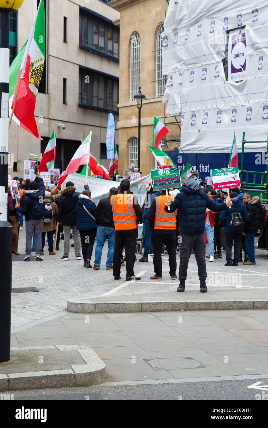 Participants gather during a protest against the current Islamic regime ...