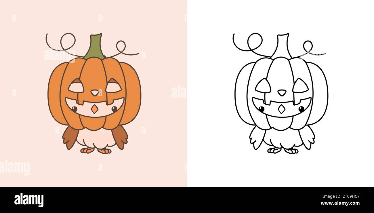 Cartoon Halloween Owl Clipart for Coloring Page and Illustration. Happy ...