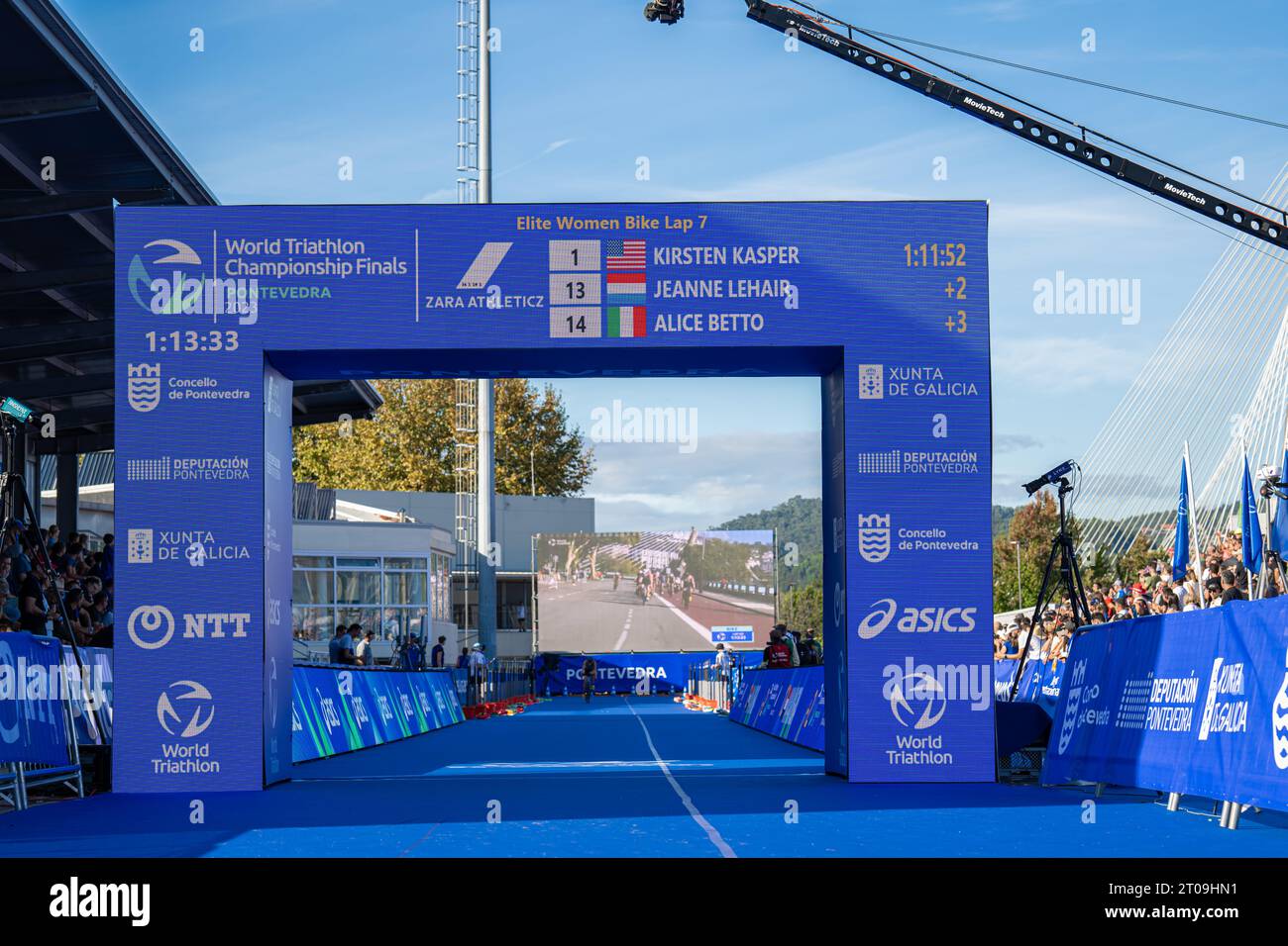 Finish line in Pontevedra in the 2023 Triathlon World Championship ...