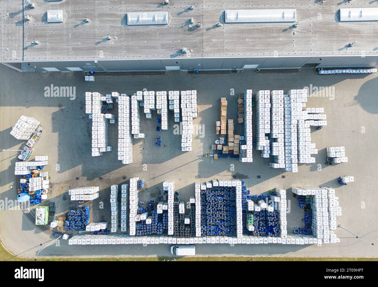 Aerial view of warehouse storages or industrial factory or logistics ...