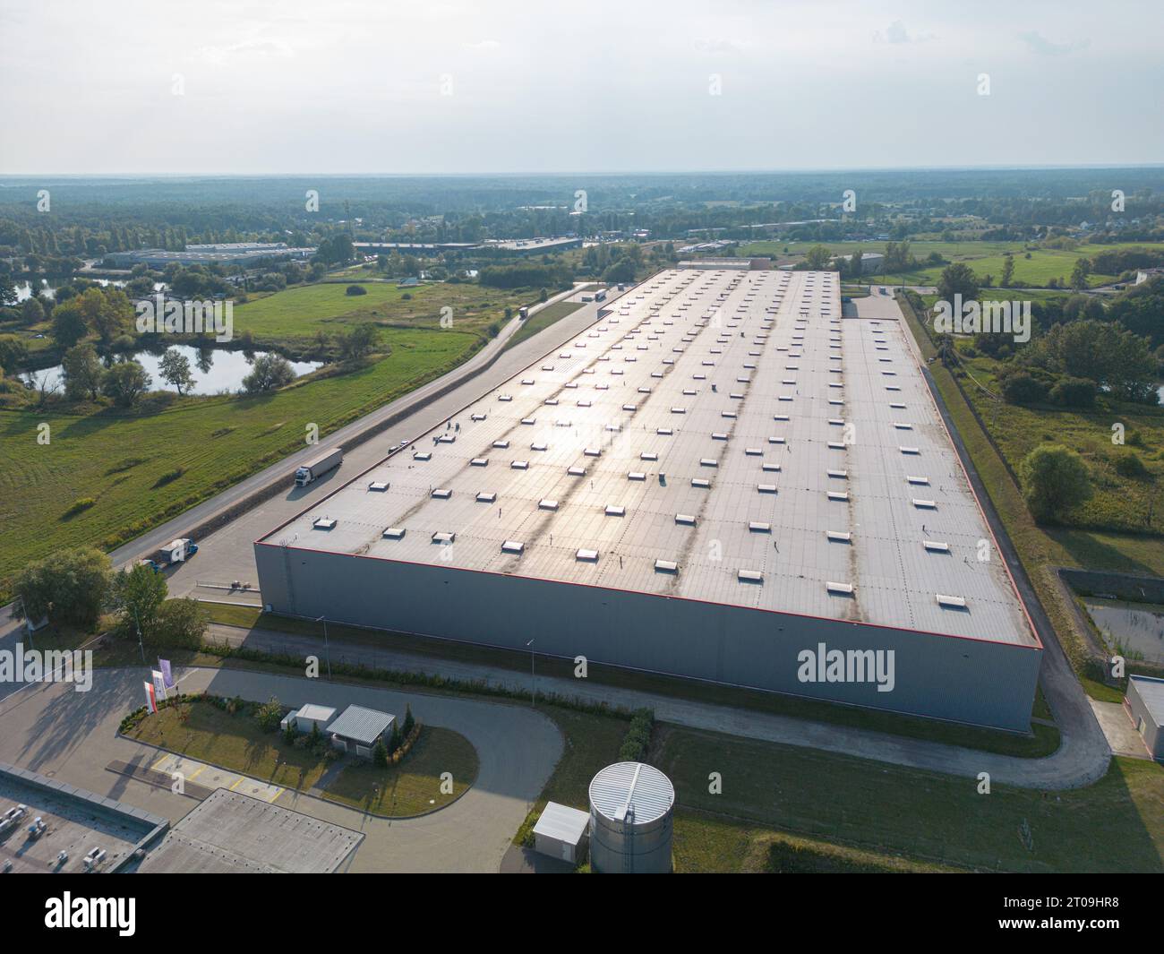 Aerial view of warehouse storages or industrial factory or logistics ...
