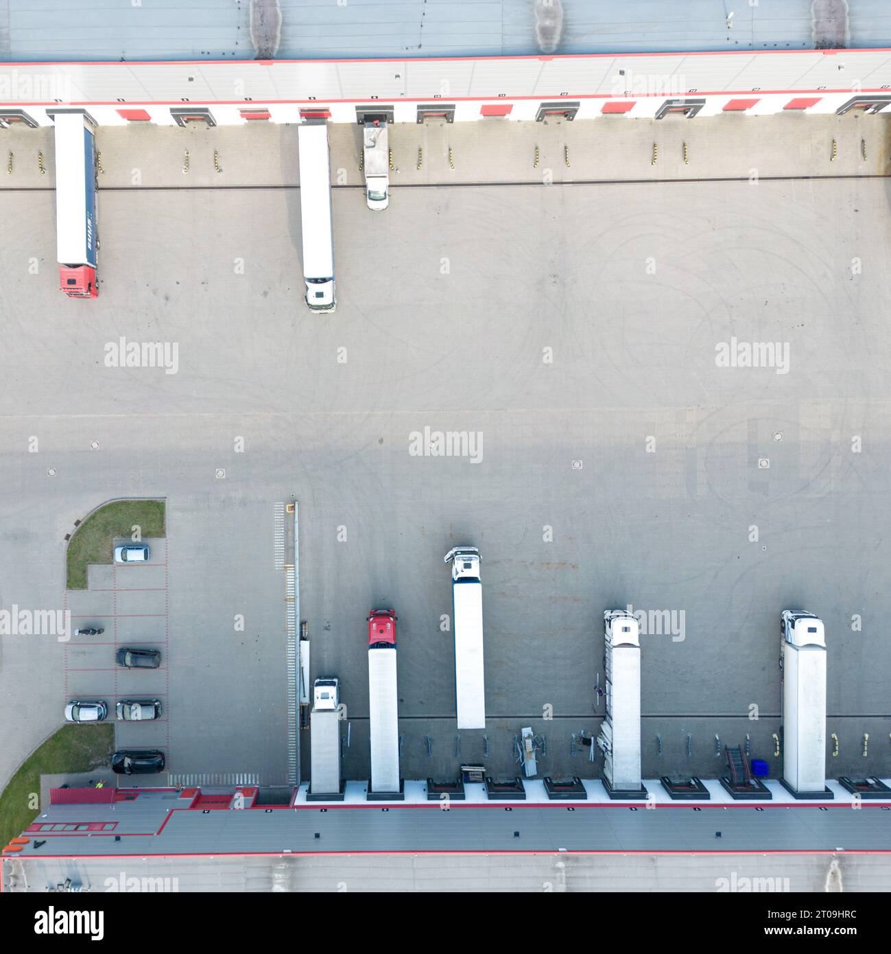 Aerial view of warehouse storages or industrial factory or logistics ...