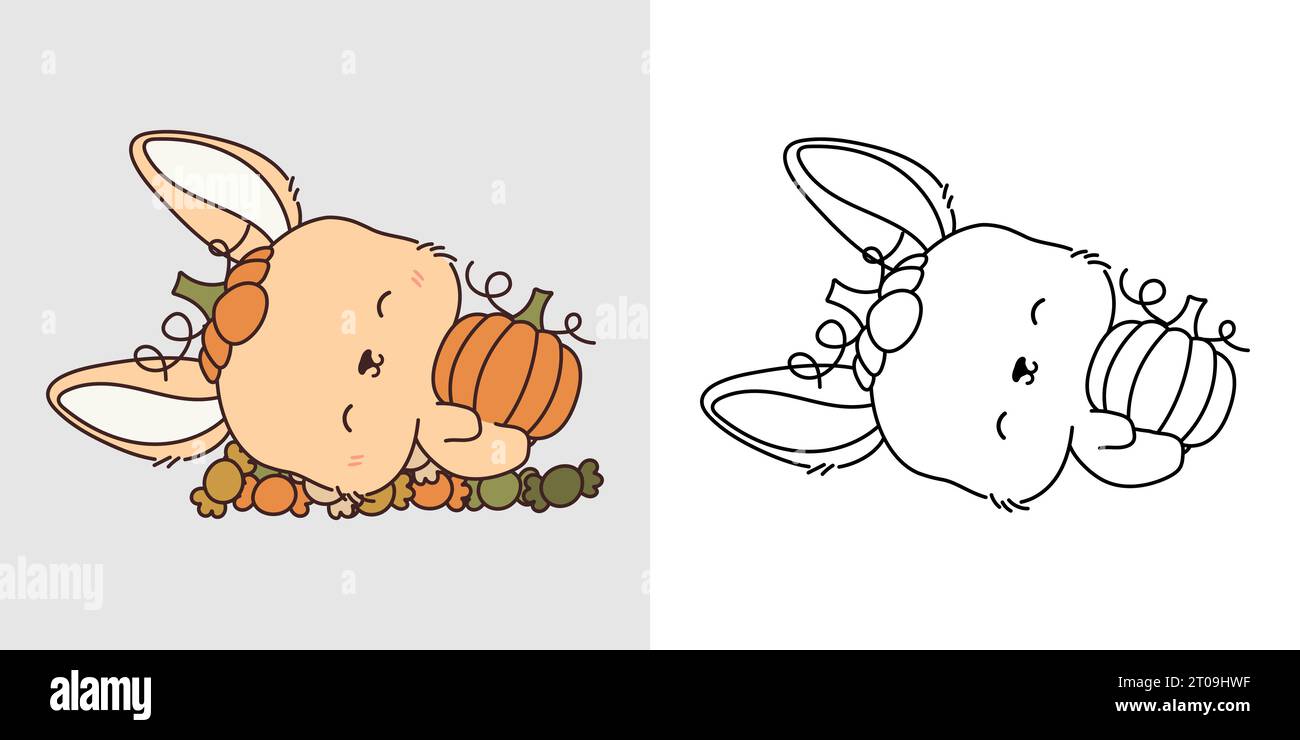 Clipart Halloween Bunny Multicolored and Black and White. Cute Clip Art ...