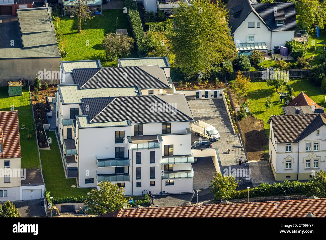 Luftbild, Neubau Wohnhaus Ringstraße, Arnsberg, Sauerland, Nordrhein ...