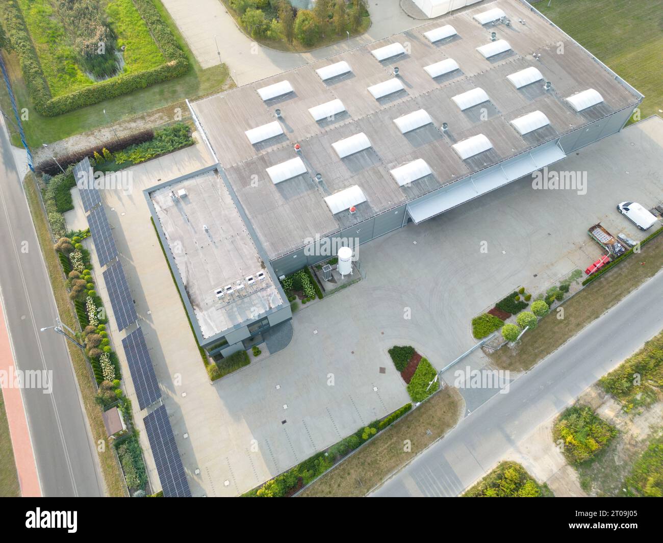 Warehouse storages or industrial factory or logistics center from above ...