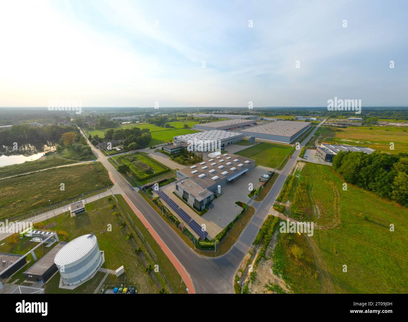 Warehouse storages or industrial factory or logistics center from above ...