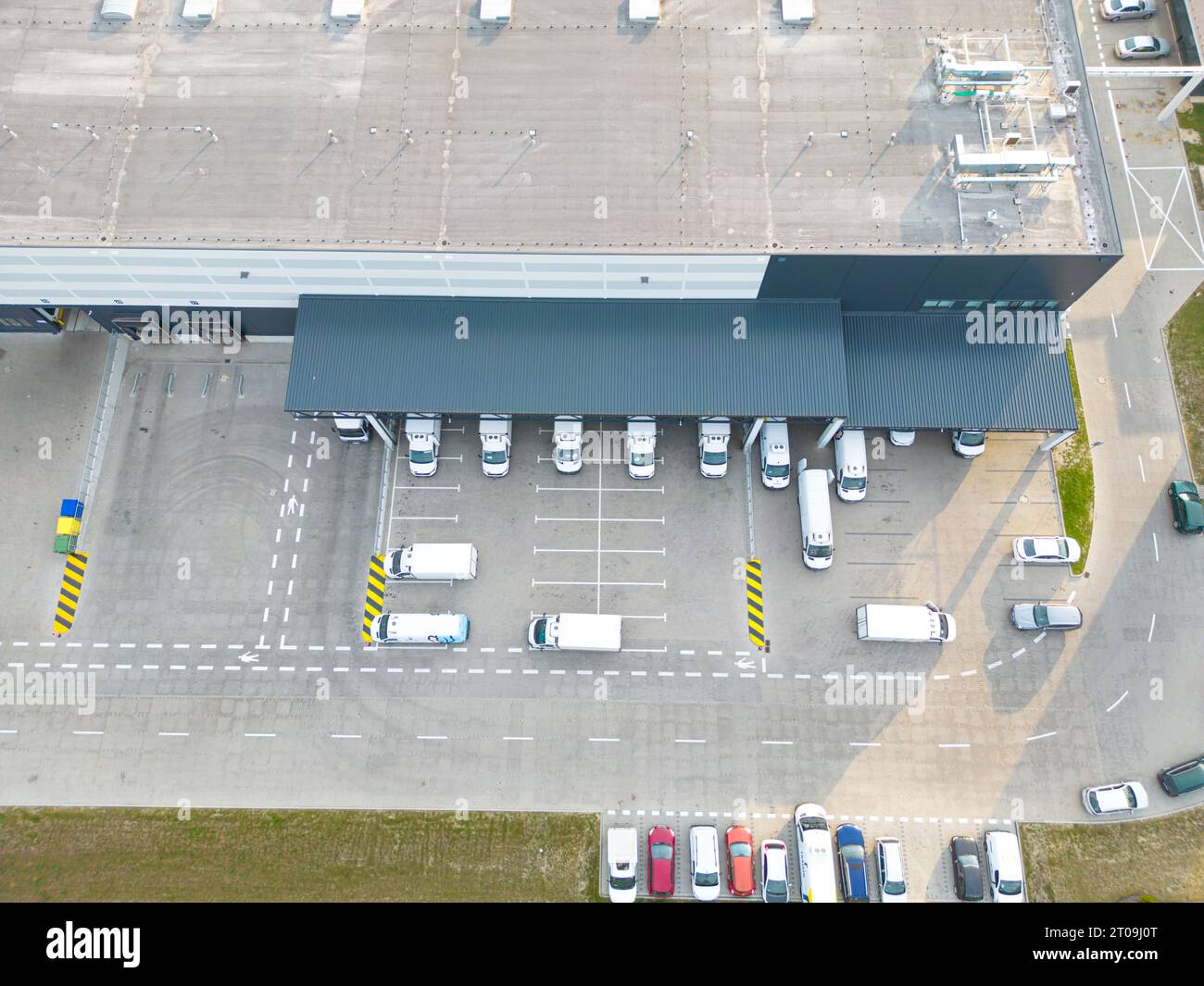 Warehouse storages or industrial factory or logistics center from above ...