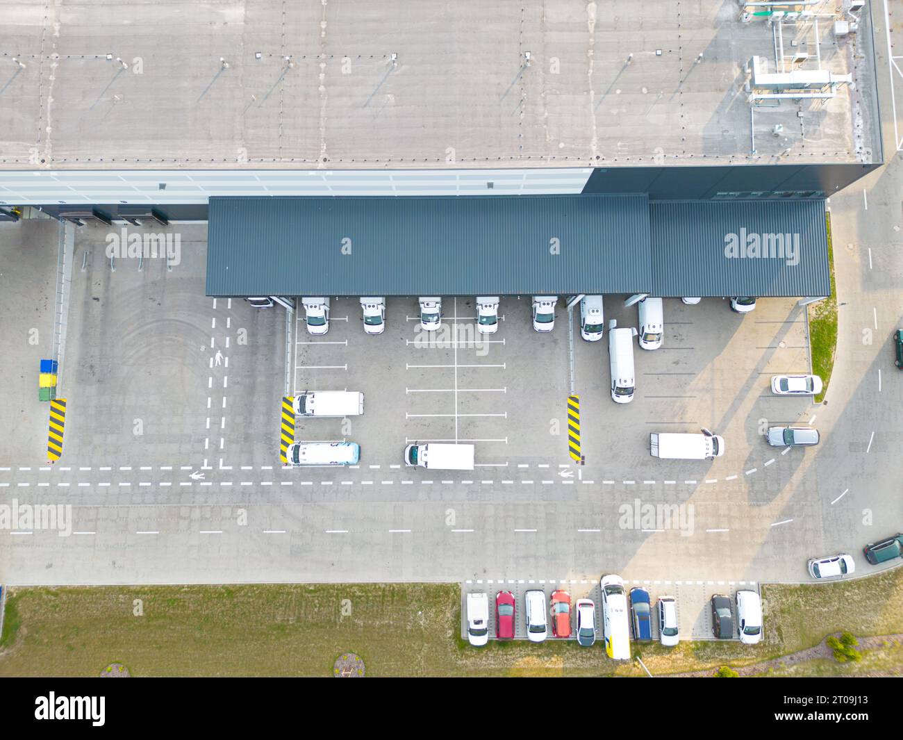 Warehouse storages or industrial factory or logistics center from above ...