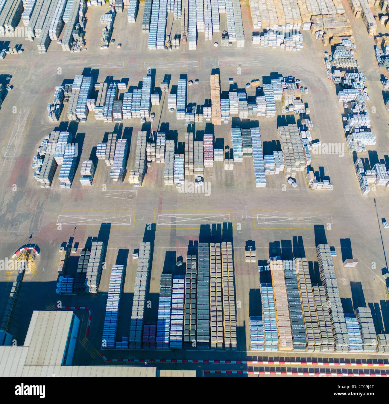 Industry with low carbon footprint. Industrial warehouses with solar ...