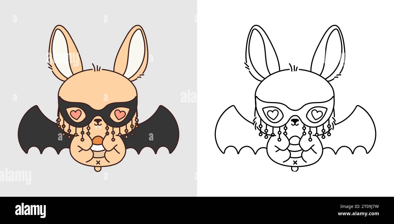 Kawaii Halloween Bunny Multicolored and Black and White. Beautiful Clip ...